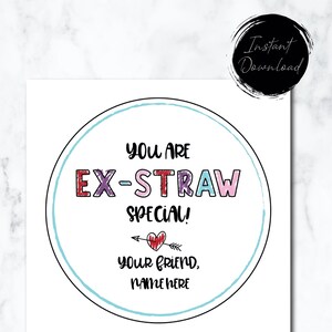 Valentine Straw Gift Tag Template, Ex-straw Special, Kid Valentine ...