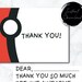 Pokemon Party Printable Thank You Card Template Digital | Etsy