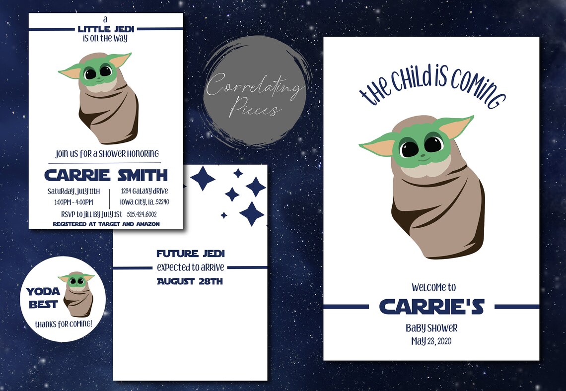 Boy Baby Yoda Shower Welcome Sign Template - Star Wars Shower - Baby ...