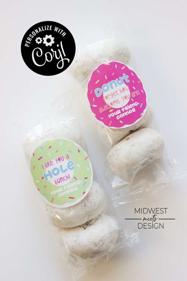 Printable Donut Valentine Stickers, Donut Tags, Kid's Classroom, Donut ...