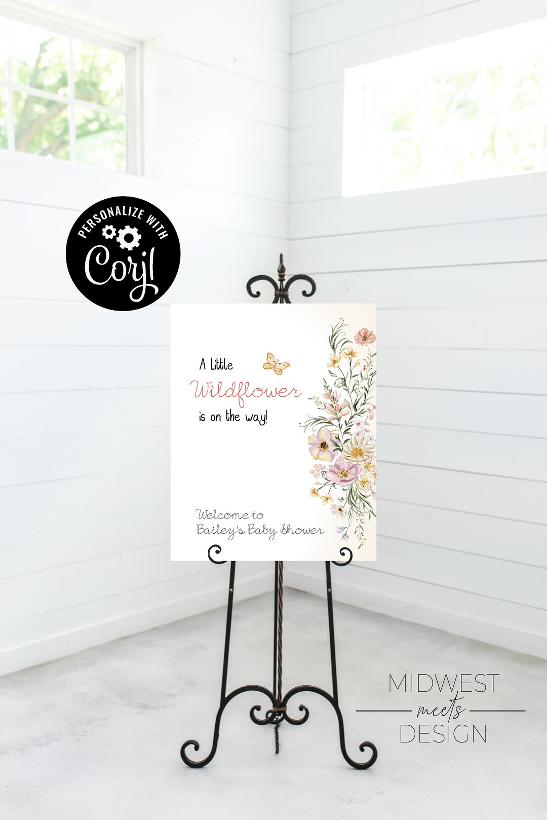 Wildflower Welcome Sign Template, Baby Shower Welcome, Mushroom Baby ...
