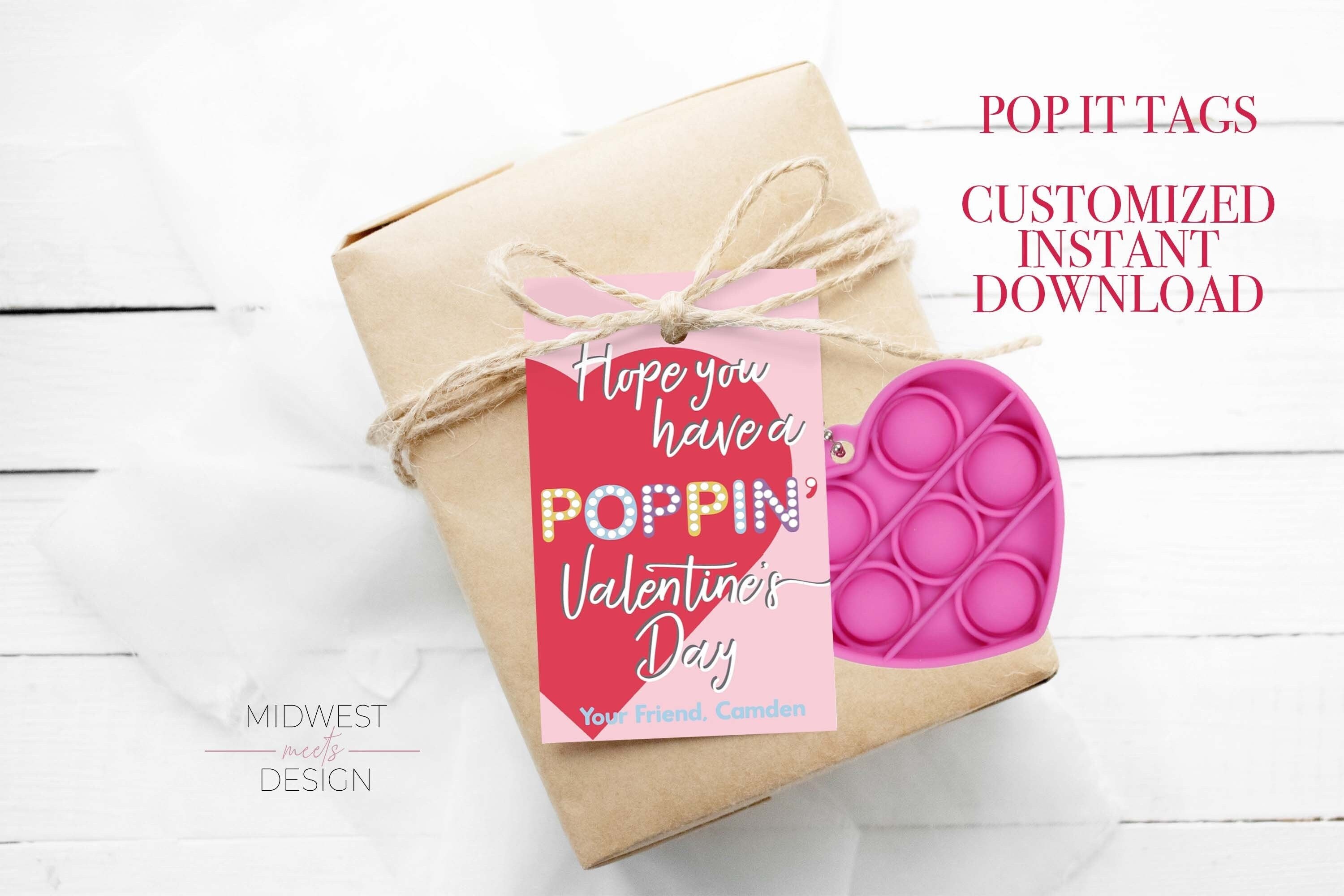 Valentines Pop It Tag, Personalized Pop It Tag, Heart Pop It, Teacher ...