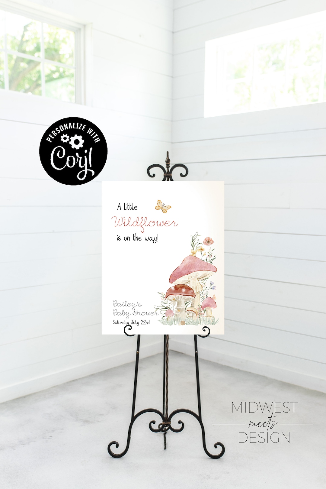 Mushroom Welcome Sign Template, 16X20, 24X36, Baby Shower Welcome ...