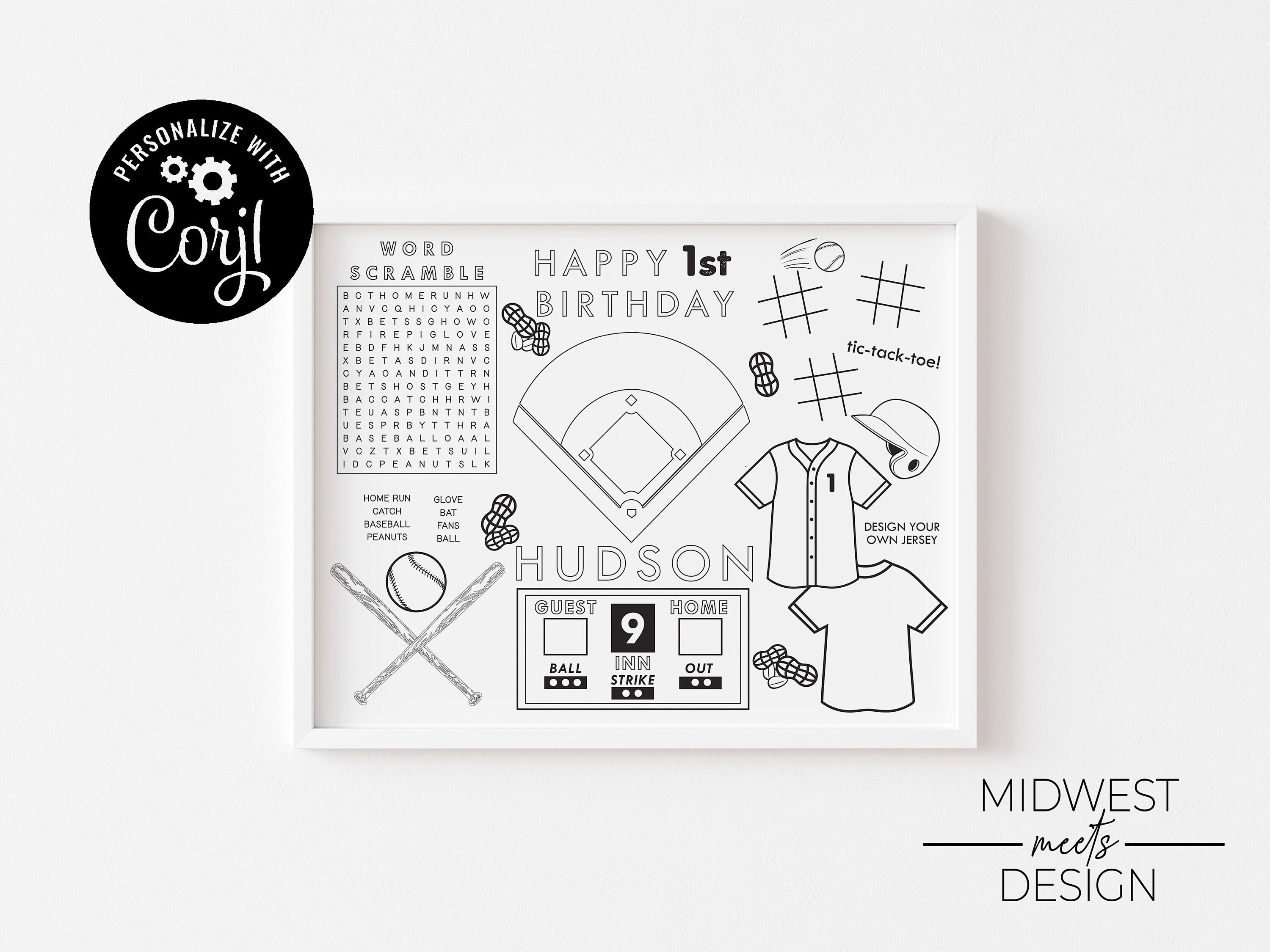 Editable Rookie of the Year Birthday Coloring Page Template, Placemat ...