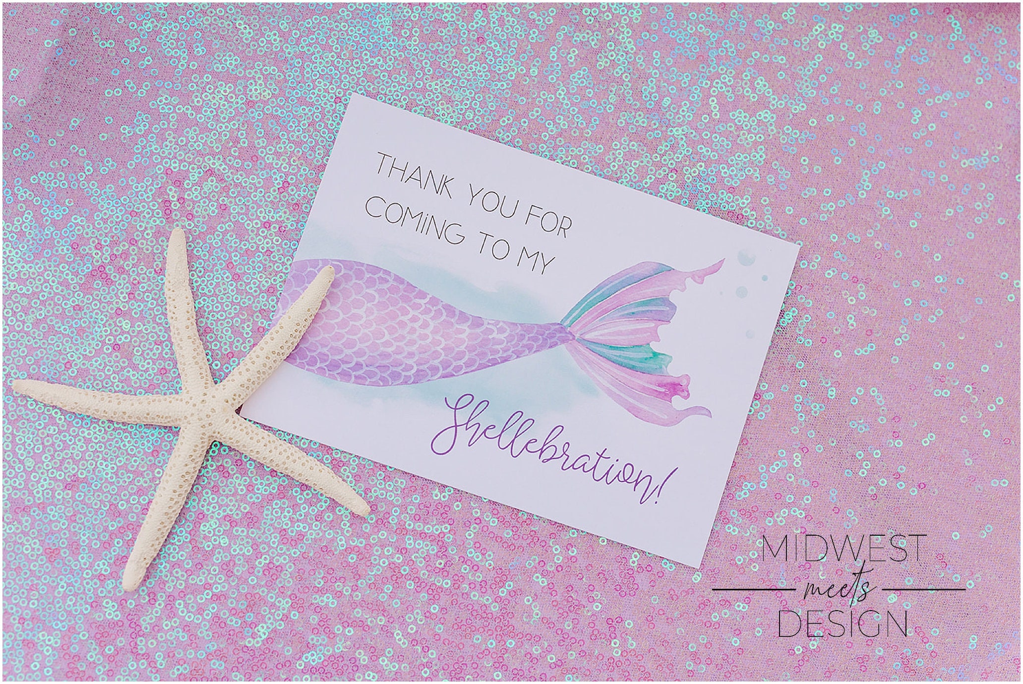 Mermaid Party Thank You Printable, Kids Fill-in Thank You Card, Girl ...