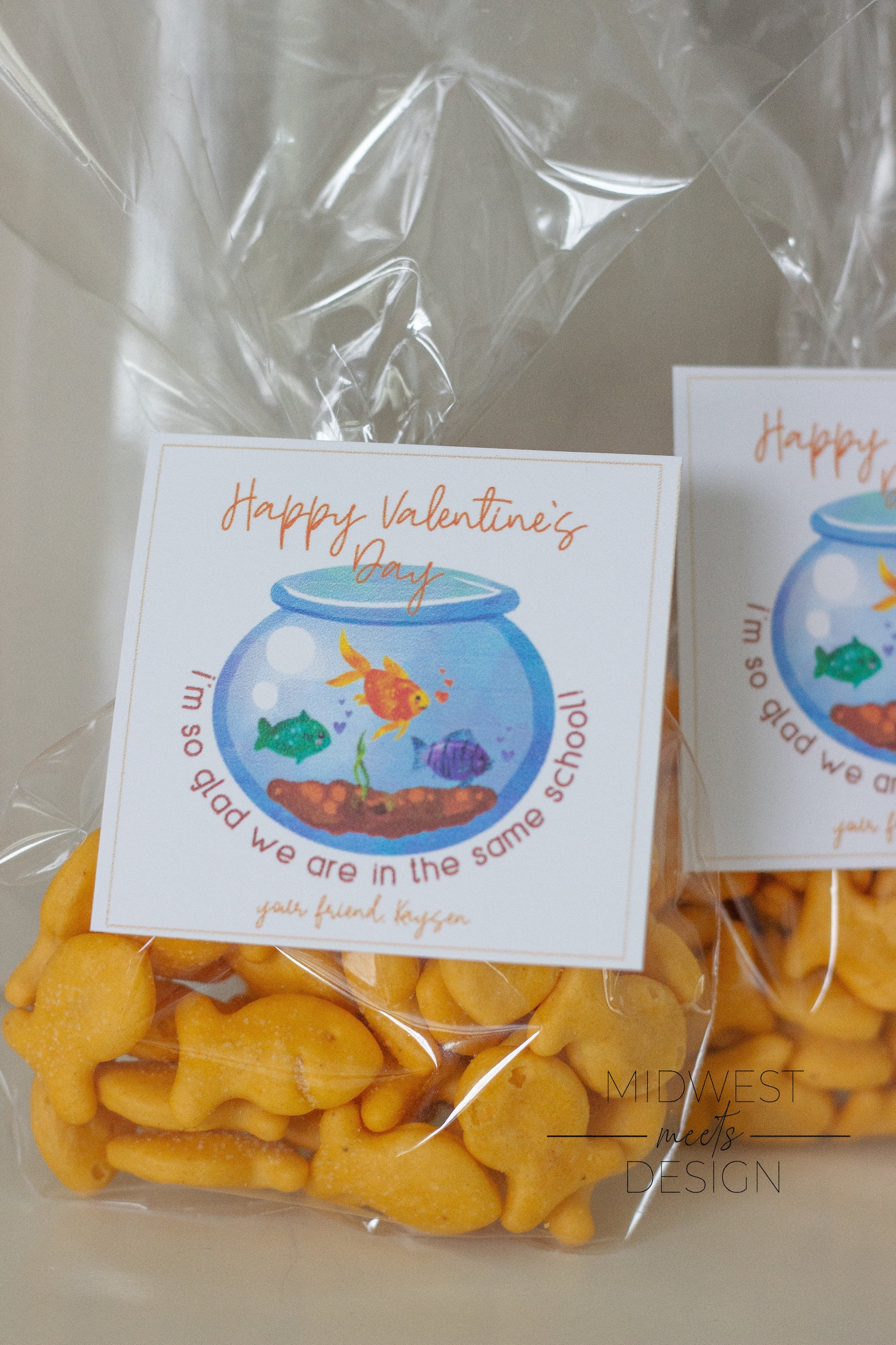 Goldfish Valentine Day Sticker Tag, Classroom Valentine Treats ...