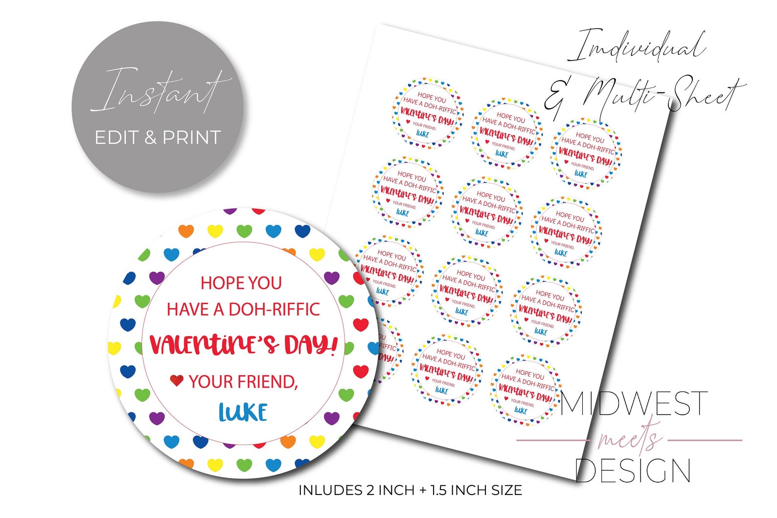 Play Dough Valentine Stickers and Tags 2x2 Inch 1.5x1.5 - Etsy