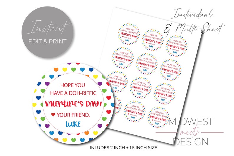 Play Dough Valentine Stickers and Tags 2x2 Inch 1.5x1.5 - Etsy