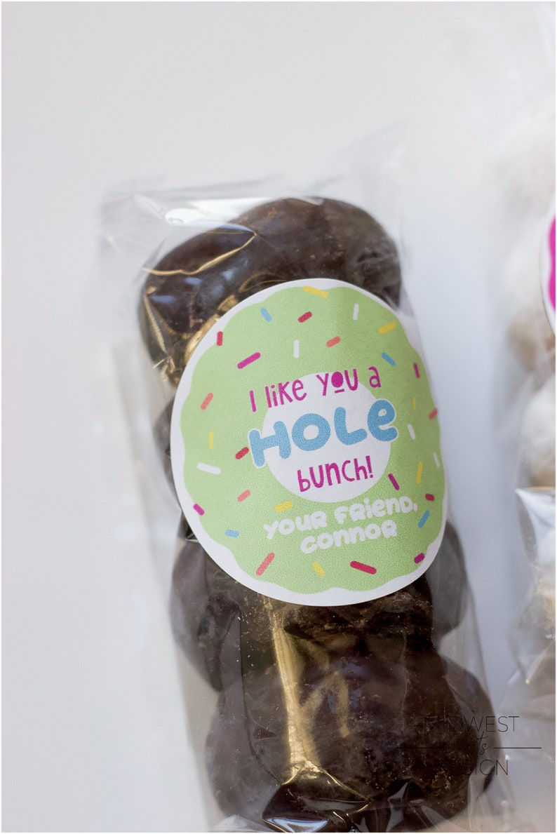 Printable Donut Valentine Stickers, Donut Tags, Kid's Classroom, Donut ...