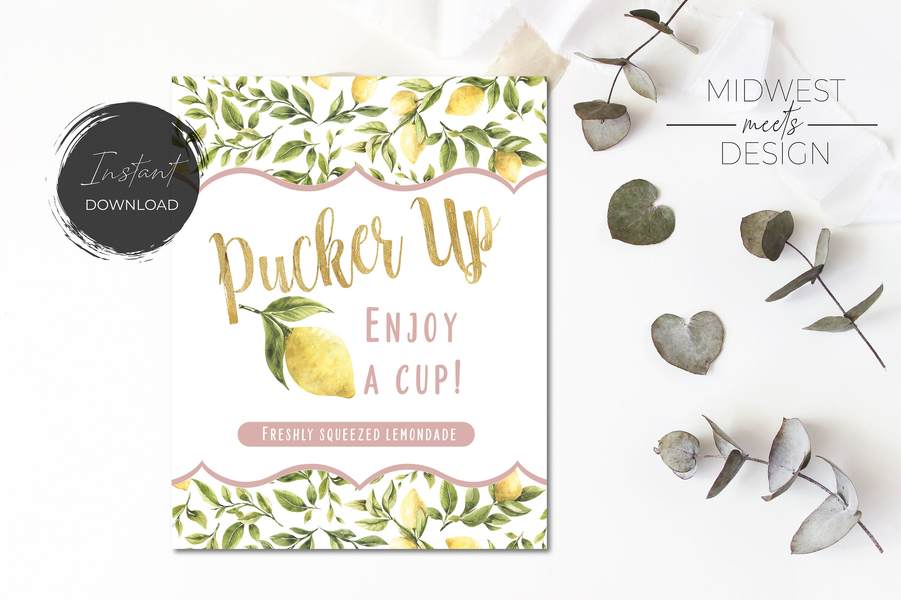Lemon Drink Sign Template - Lemon Themed Shower, Lemonade Stand ...