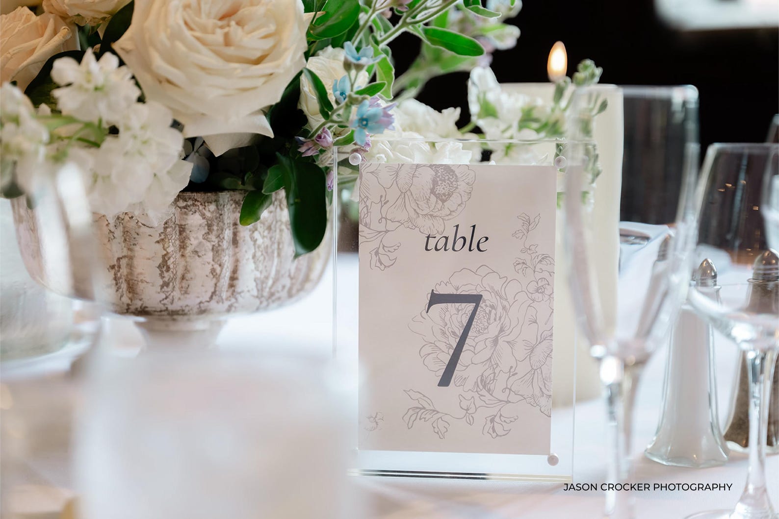 Wedding Table Numbers, Dusty Blue Floral, Square 4x6 Printed Card Stock ...