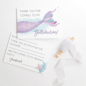 Mermaid Party Thank You Printable, Kids Fill-in Thank You Card, Girl ...