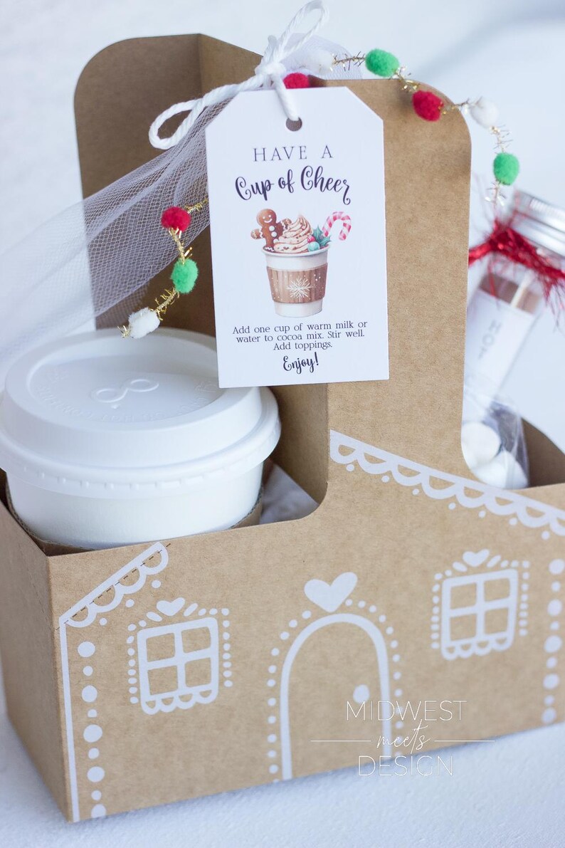PRINTED Hot Cocoa Tags W/string, Cup of Cheer Holiday Tag, Christmas ...