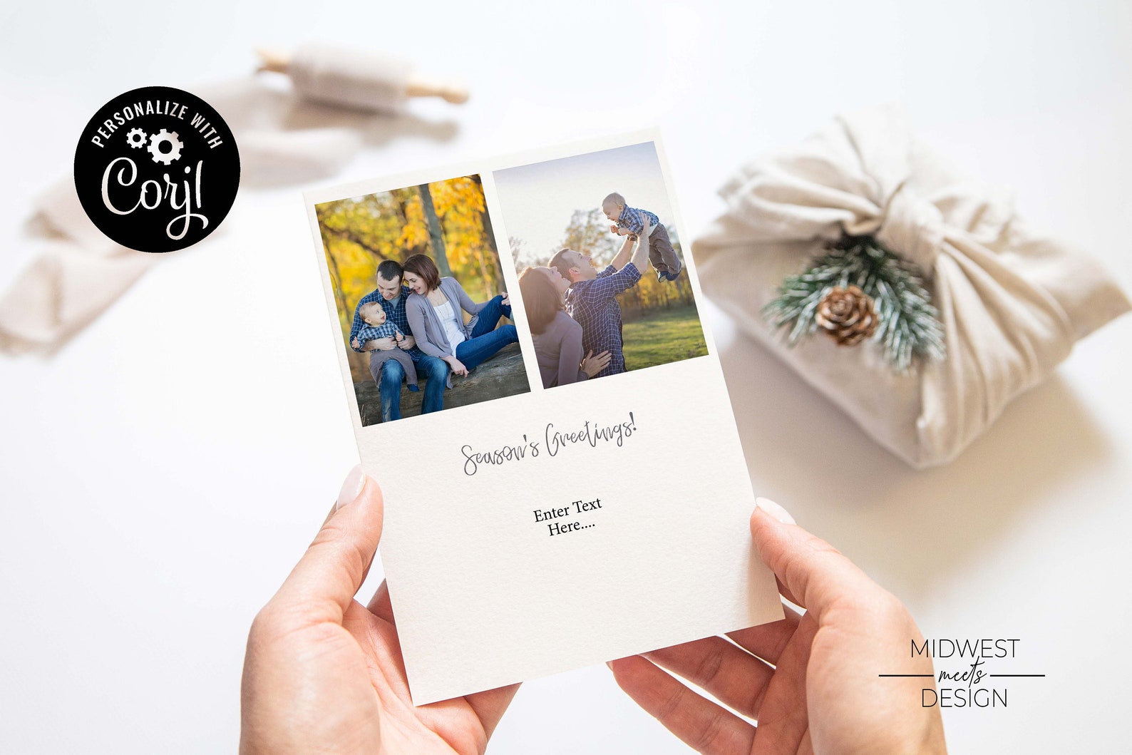 Snowflake Christmas Card With Photo Template Printable, Family ...