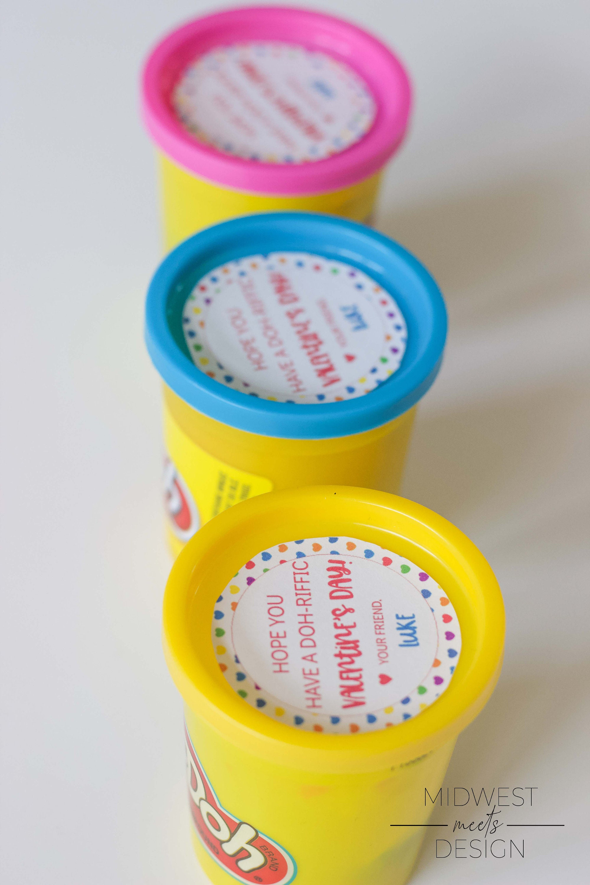 Play Dough Valentine Stickers and Tags, 2x2 Inch, 1.5x1.5 Inch, Kid's ...