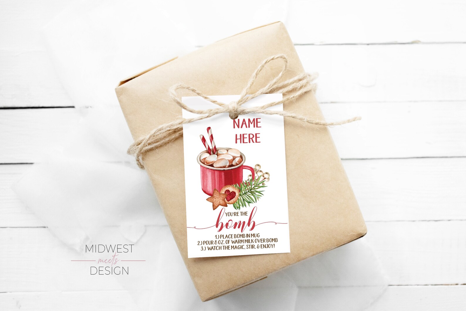 Hot Cocoa Bomb Tag, Christmas Hot Chocolate Bomb Tag, Editable Favor ...