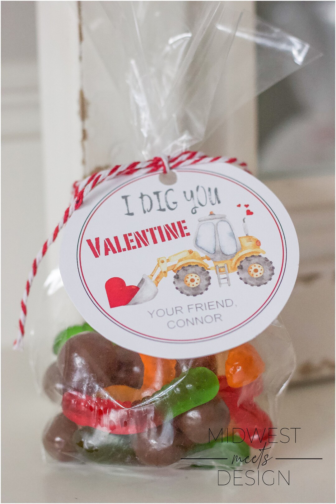 I Dig You Valentine Yellow Tractor Tags, Kid's Valentine's Day Gifts to ...