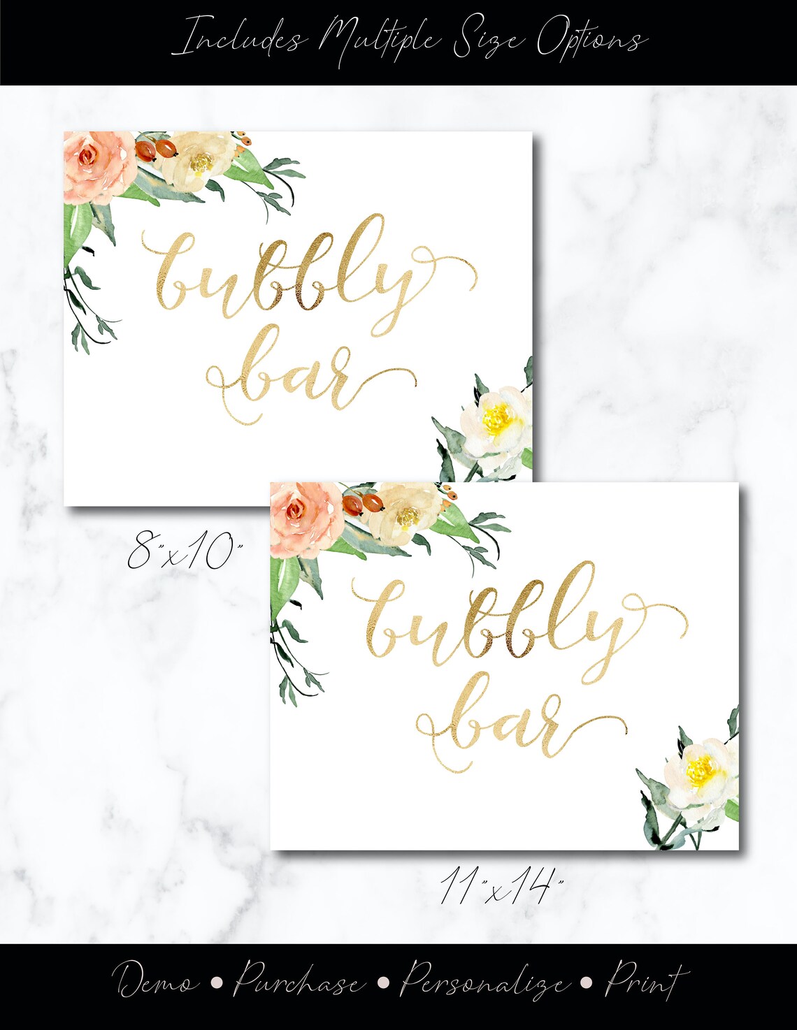 Bubbly Bar Sign Template Bridal Shower, Baby Shower, Garden Party ...