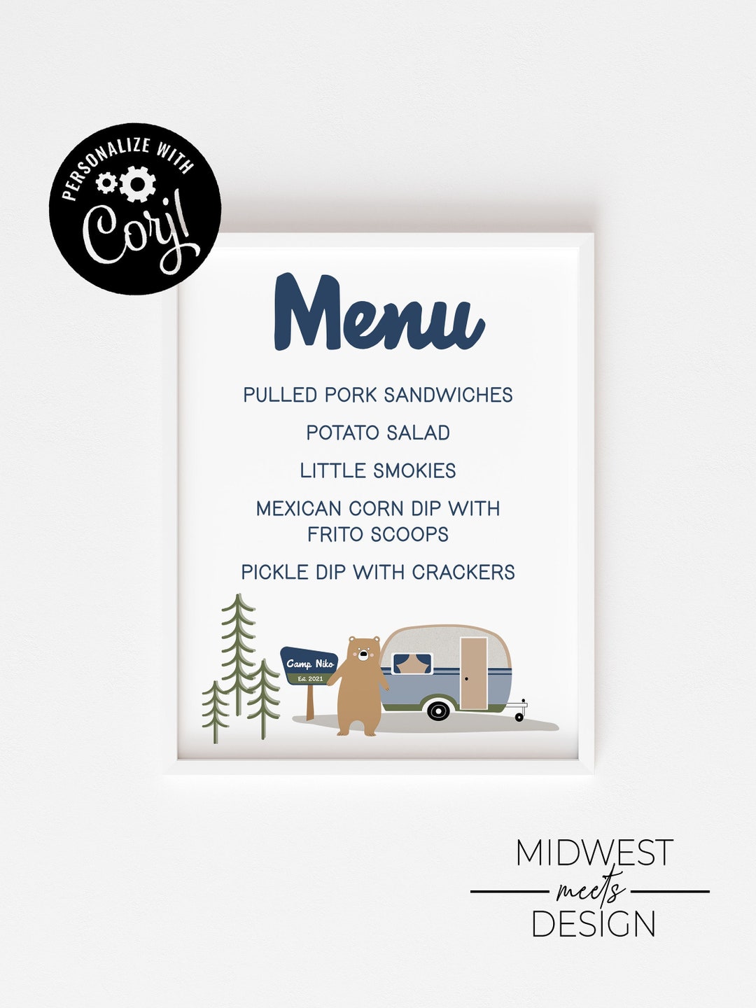 EDITABLE One Happy Camper Menu Template, Buffet Menu, First Birthday ...