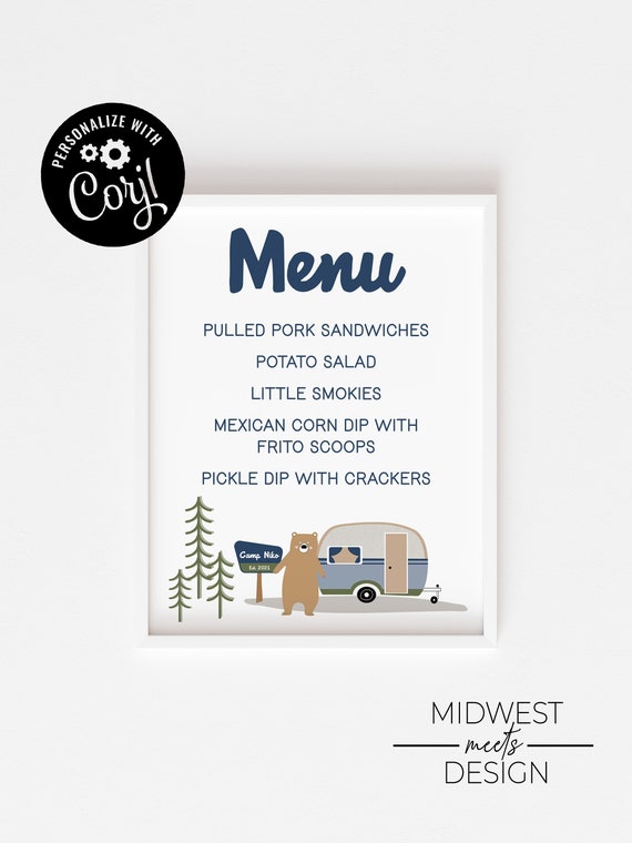 EDITABLE One Happy Camper Menu Template Buffet Menu First - Etsy