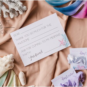 Mermaid Party Thank You Printable, Kids Fill-in Thank You Card, Girl ...