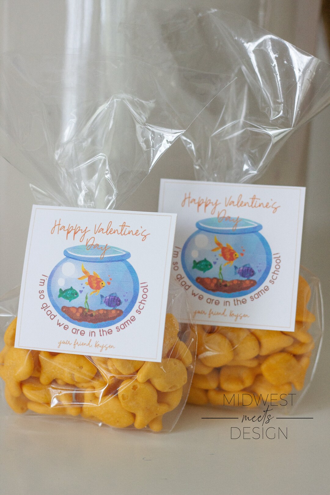 Goldfish Valentine Day Sticker Tag, Classroom Valentine Treats ...