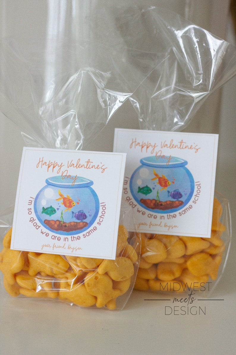 Goldfish Valentine Day Sticker Tag, Classroom Valentine Treats ...