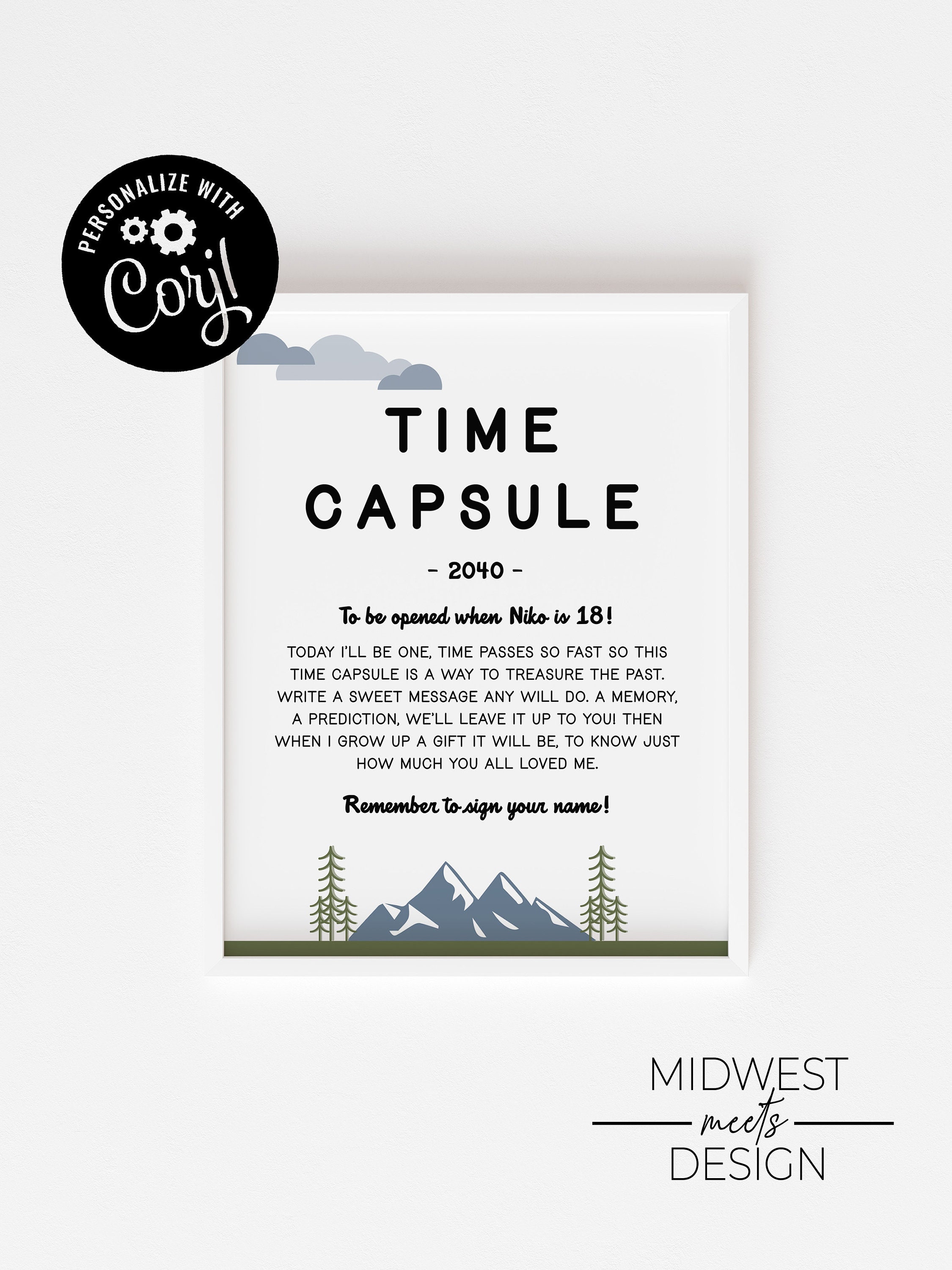 EDITABLE One Happy Camper Time Capsule Template, Time Capsule Sign W ...