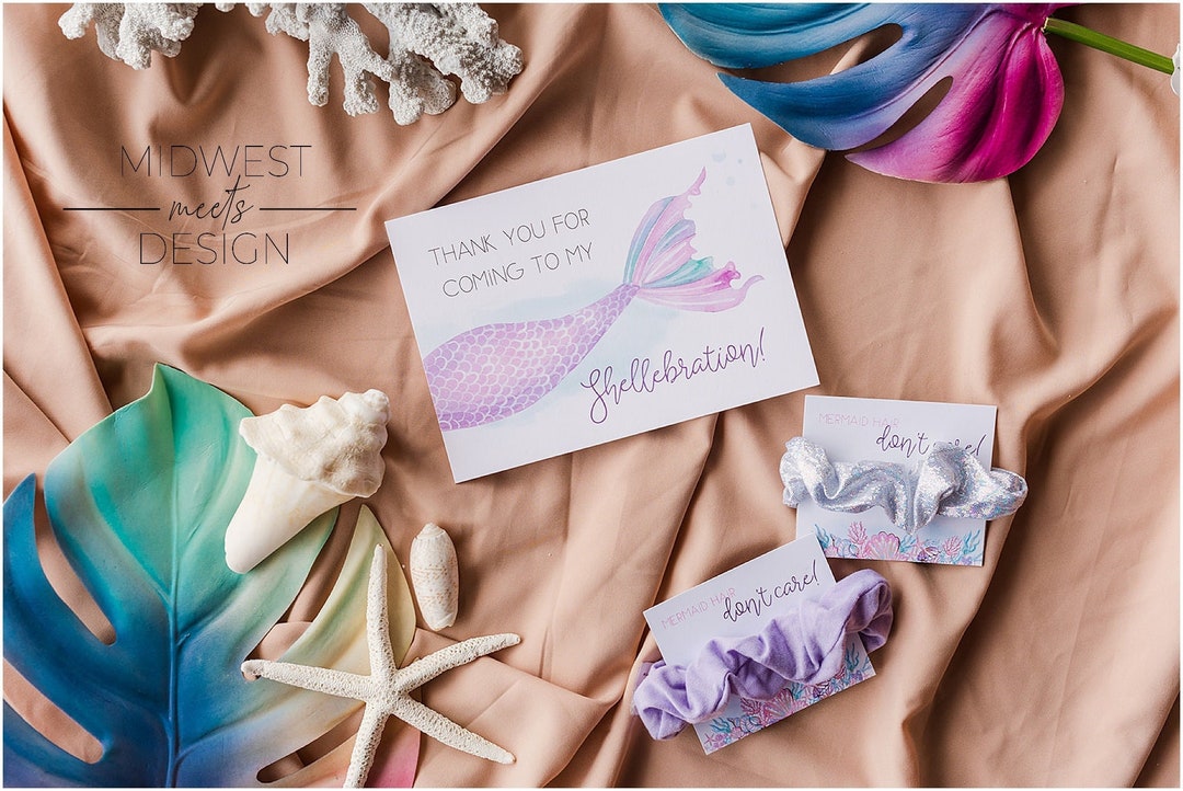 Mermaid Party Thank You Printable, Kids Fill-in Thank You Card, Girl ...