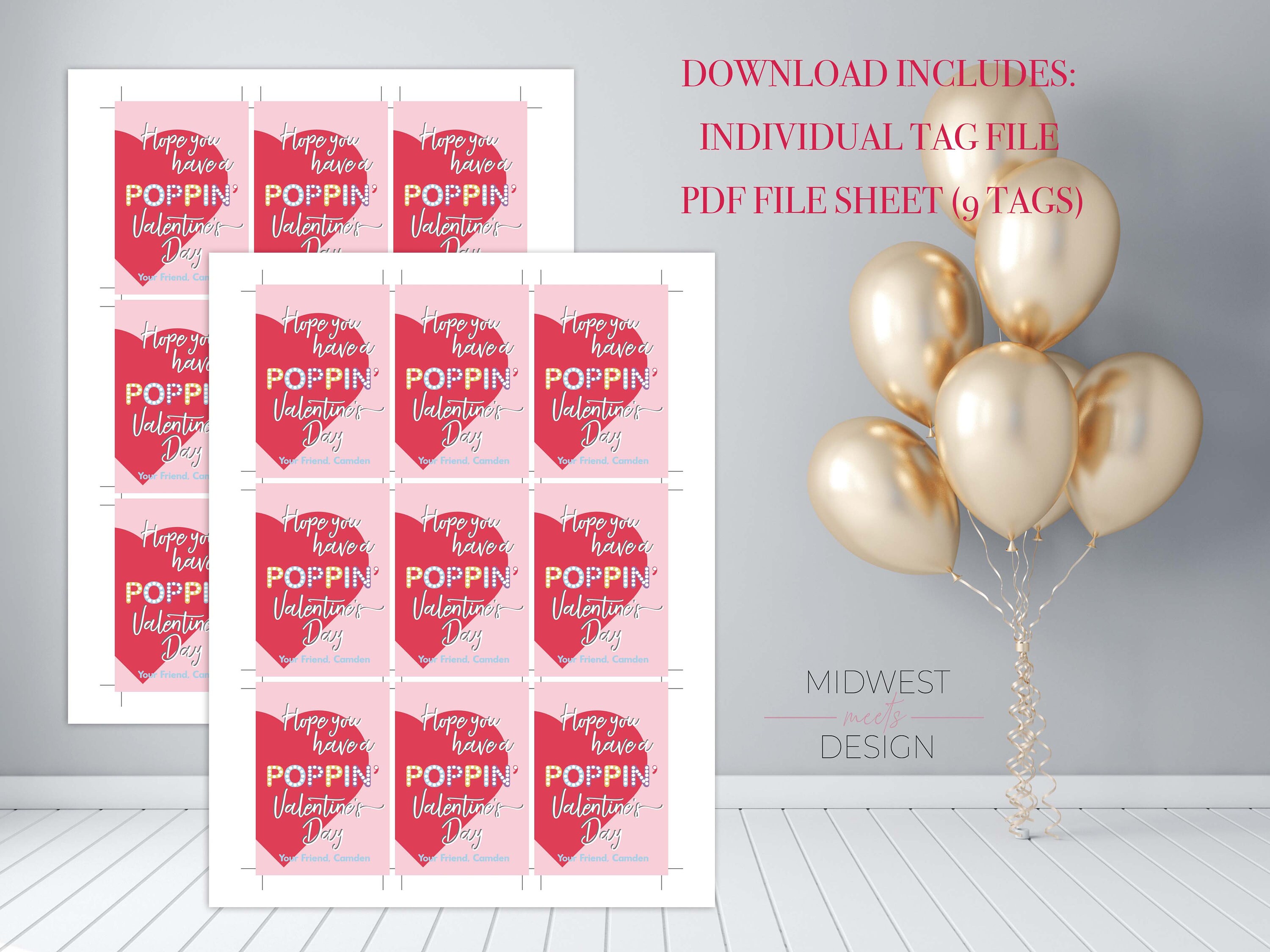 Valentines Pop It Tag, Personalized Pop It Tag, Heart Pop It, Teacher ...