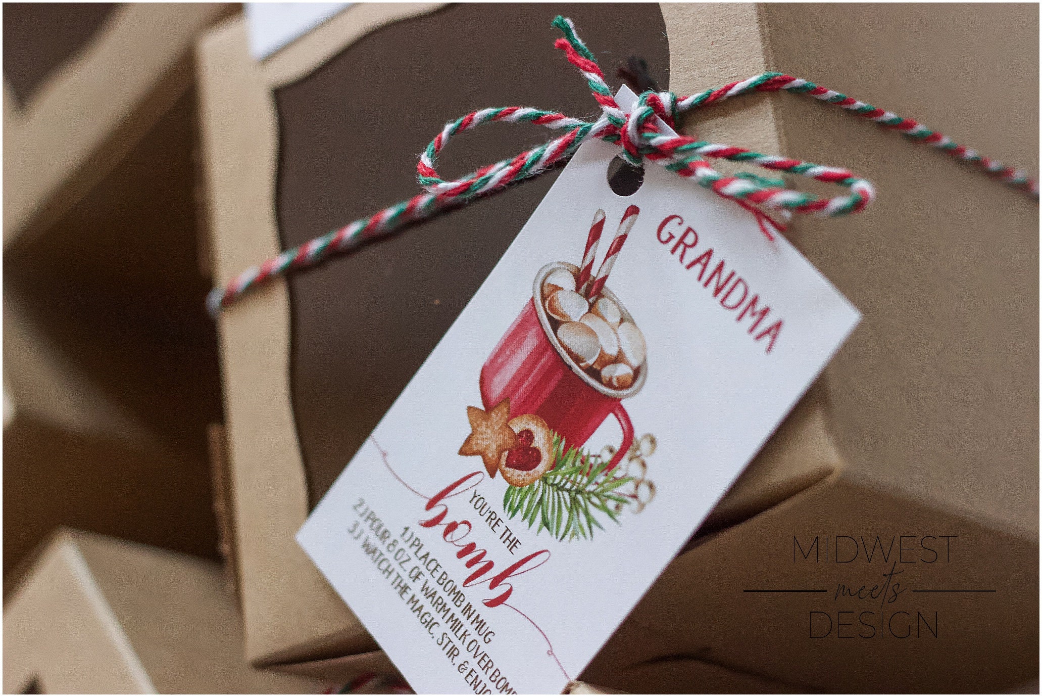 Hot Cocoa Bomb Tag, Christmas Hot Chocolate Bomb Tag, Editable Favor ...