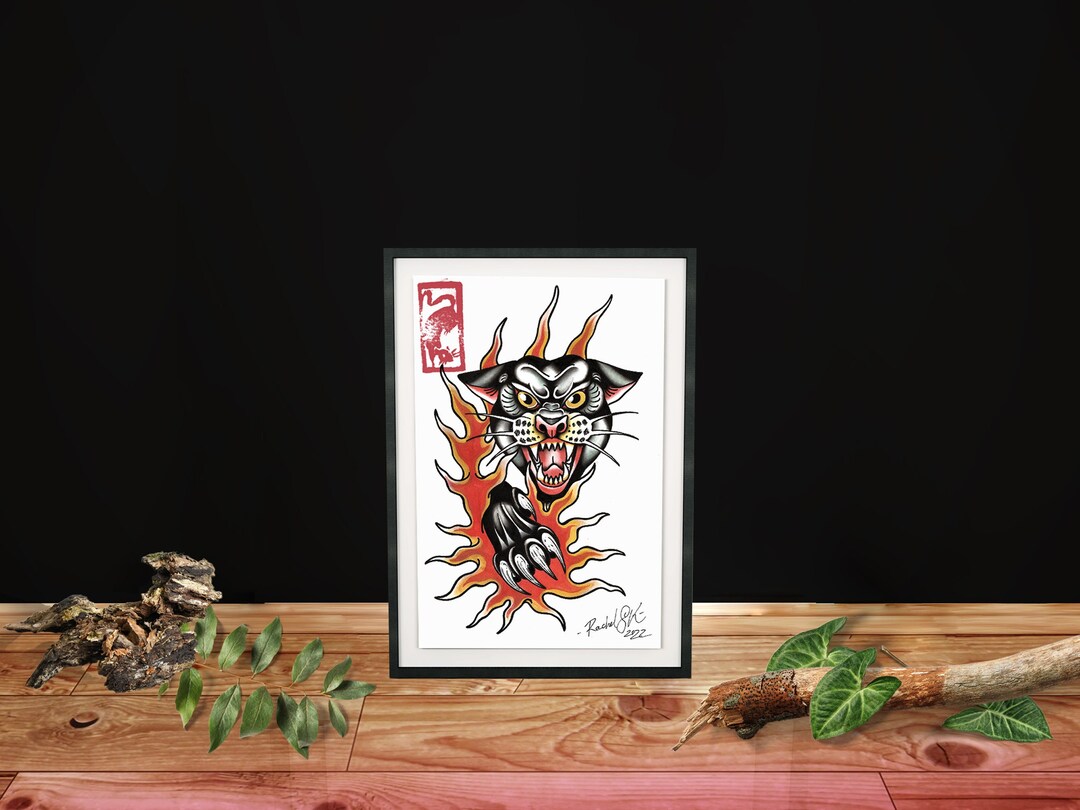 Pantera - Traditional Tattoo Flash - Etsy