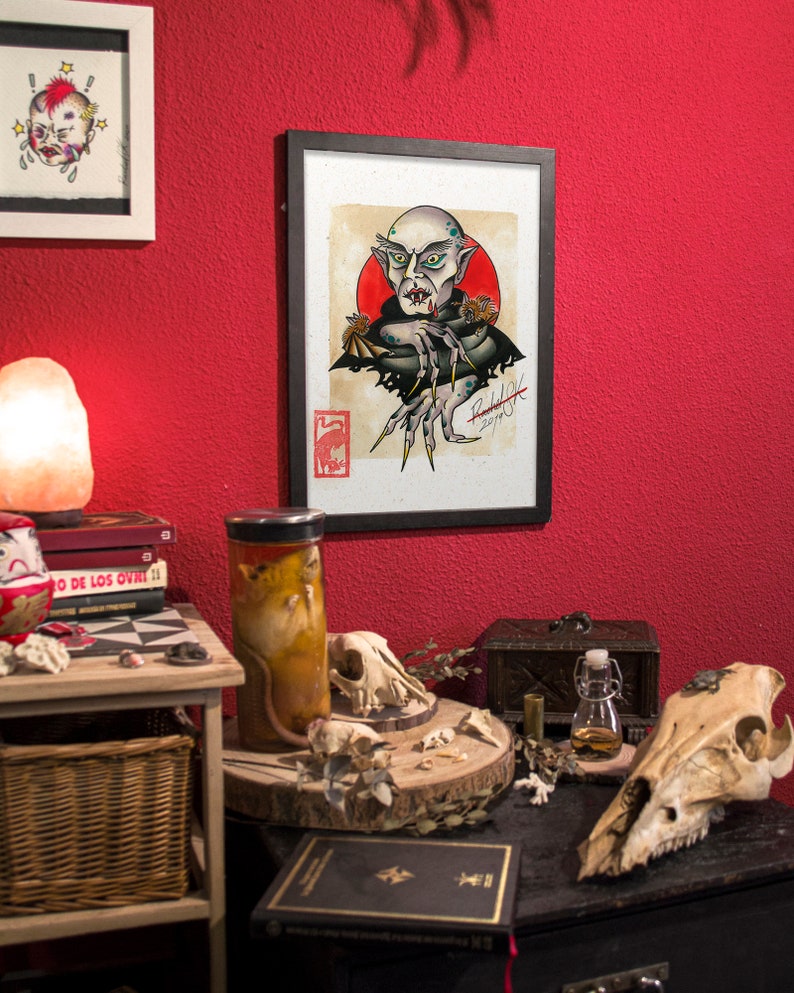 Nosferatu Tattoo Flash Sheet - Traditional Hand-drawn Design for Home ...