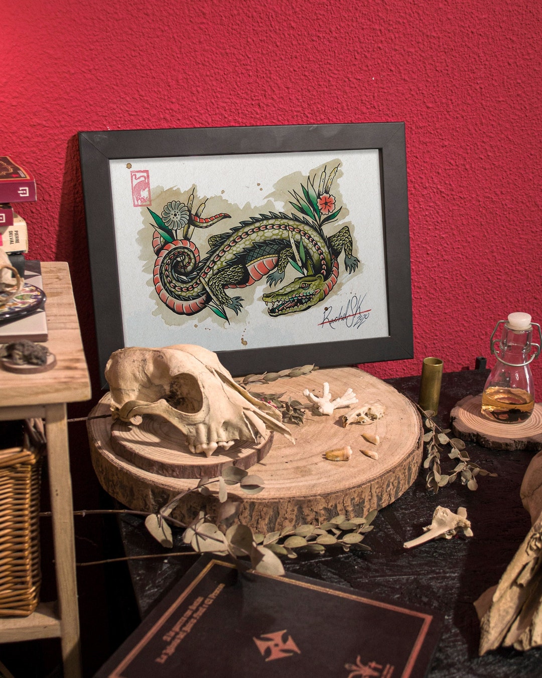 Print Traditional Tattoo Art Alligator. Tattoo Flash Sheet, Crocodile ...