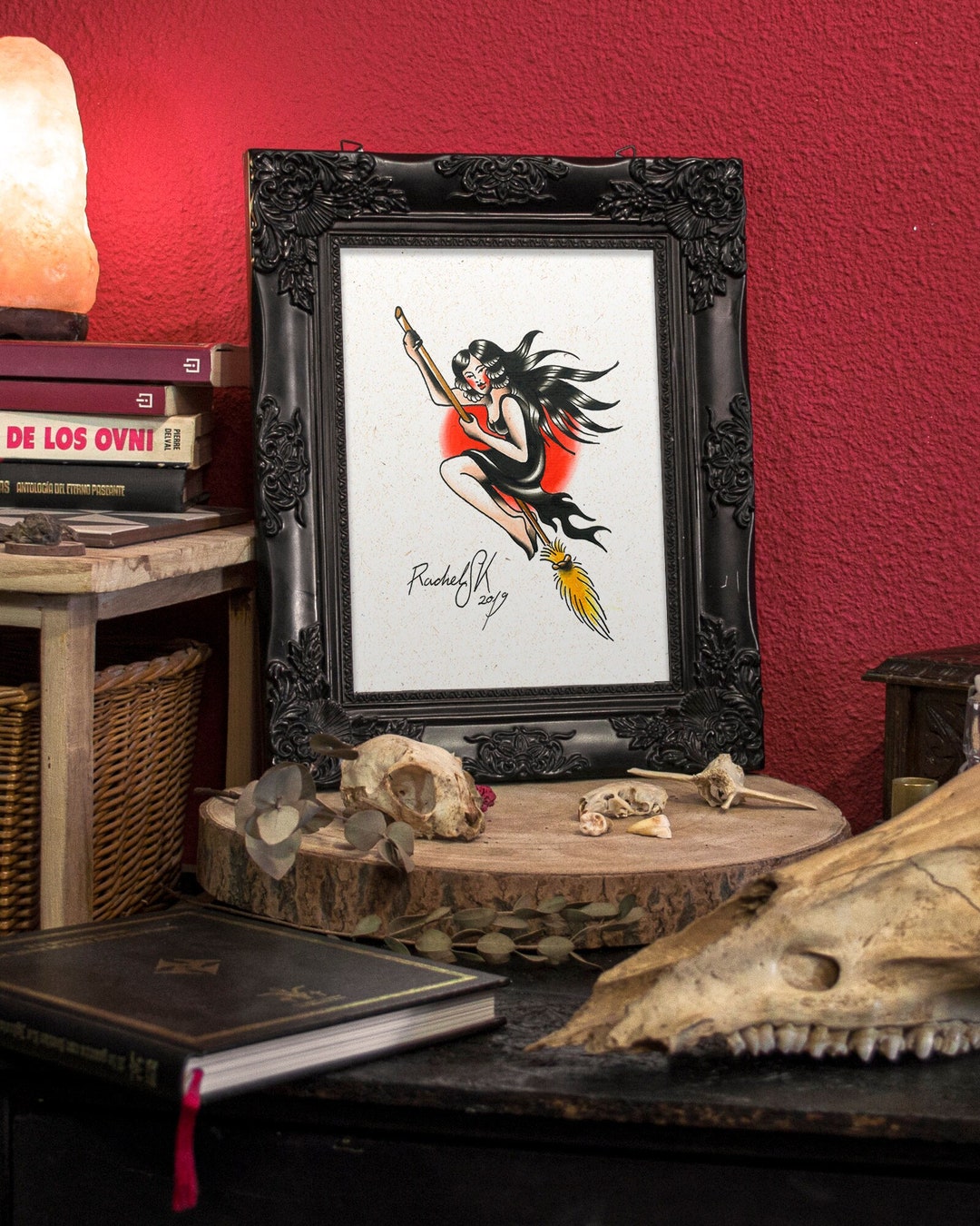 Traditional Tattoo Flash the Witch. Handmade Art Print, Home Decor ...