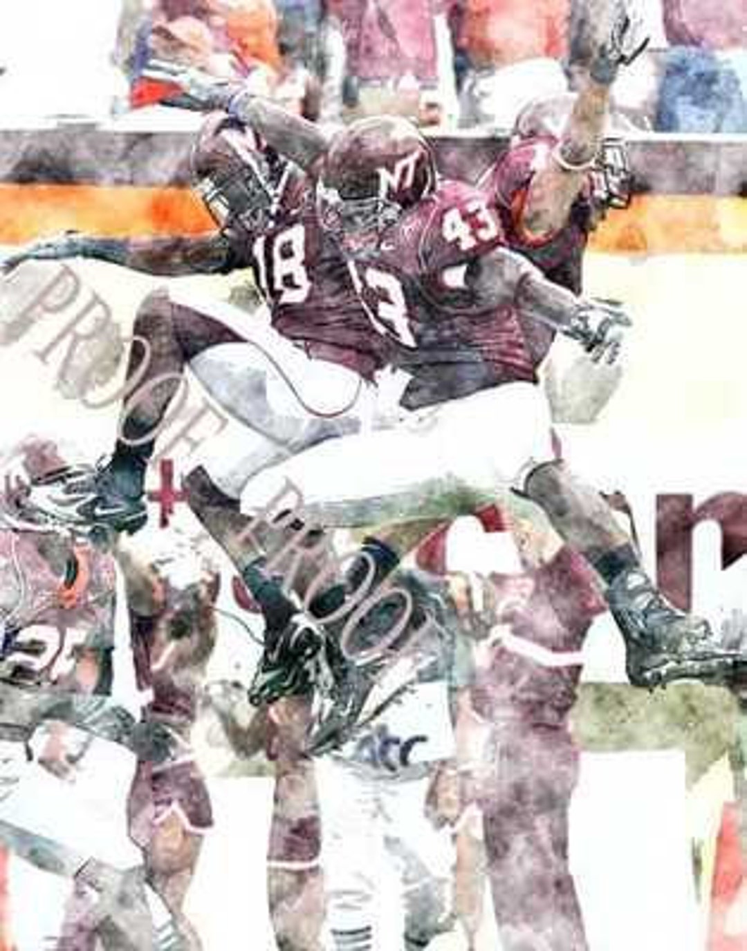 Virginia Tech Watercolor Art Print 12x18 LE of 50 Snum - Etsy