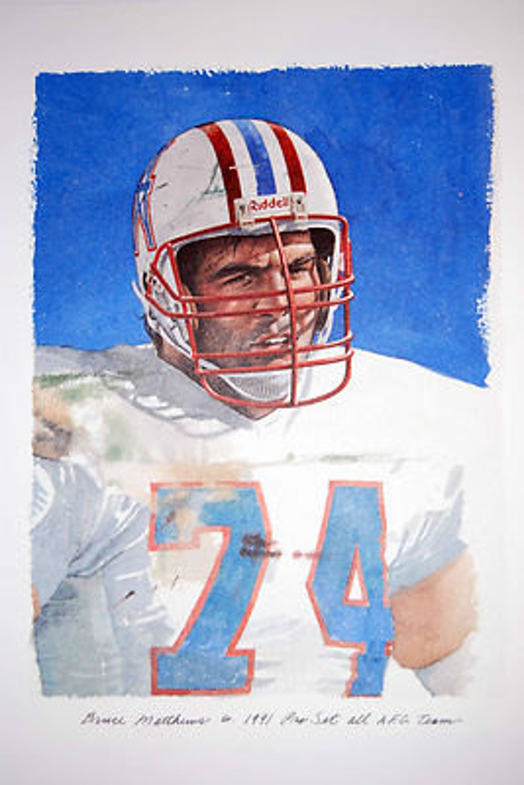 Bruce Matthews Houston Oilers Rare Art - Etsy