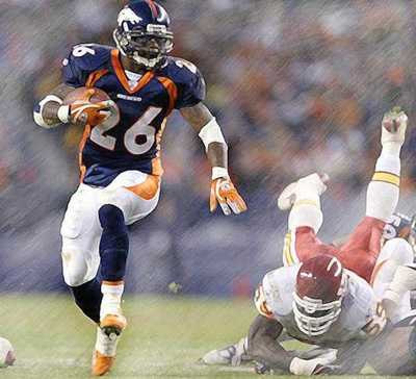 Clinton Portis Denver Broncos Art Lithograph - Etsy