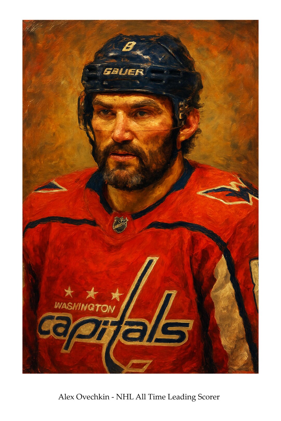 Alex Ovechkin Art Portrait Washington Capitals NHL All-time Scoring ...