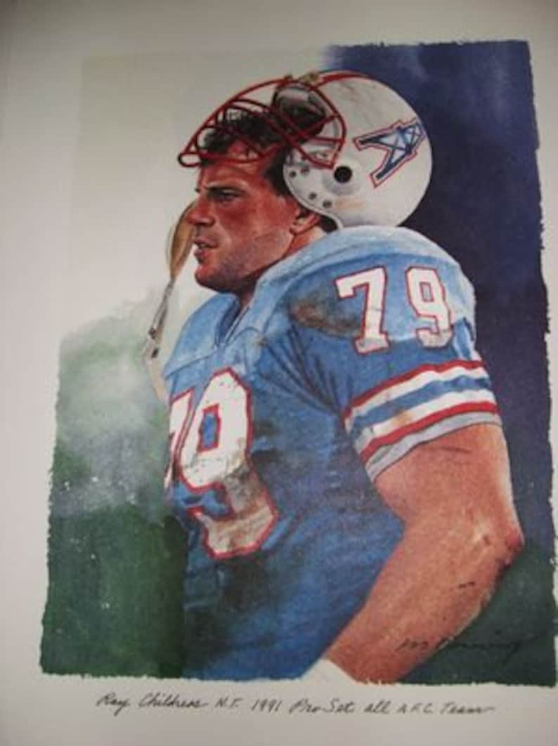 Ray Childress Houston Oilers Rare Art - Etsy