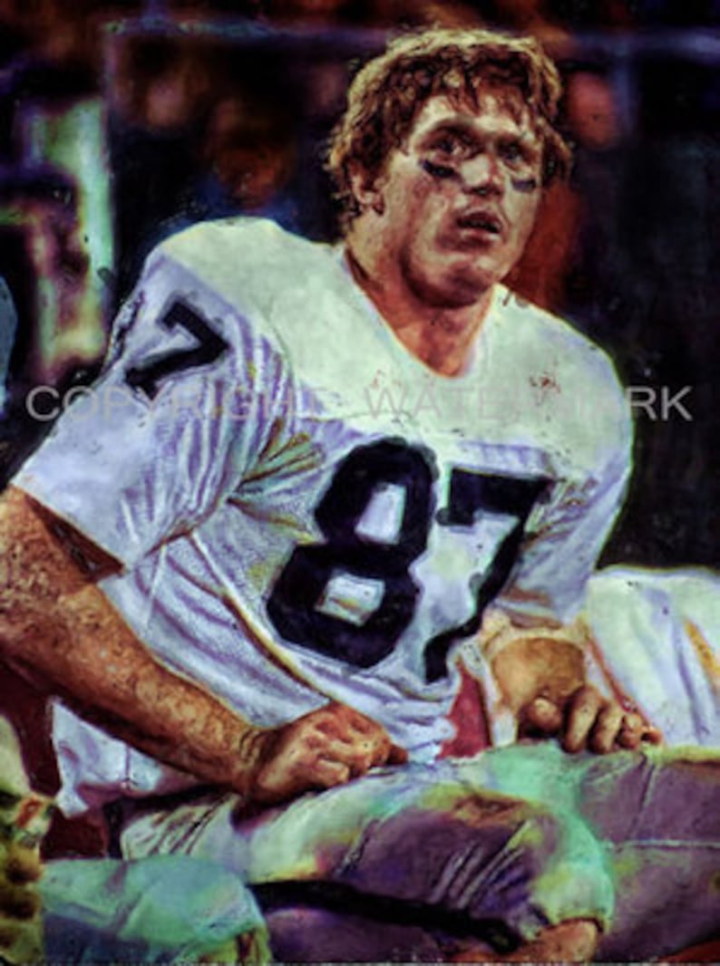 New Dave Casper Oakland Raiders Art Portrait Print Sn Only 50, 12 X 18 ...
