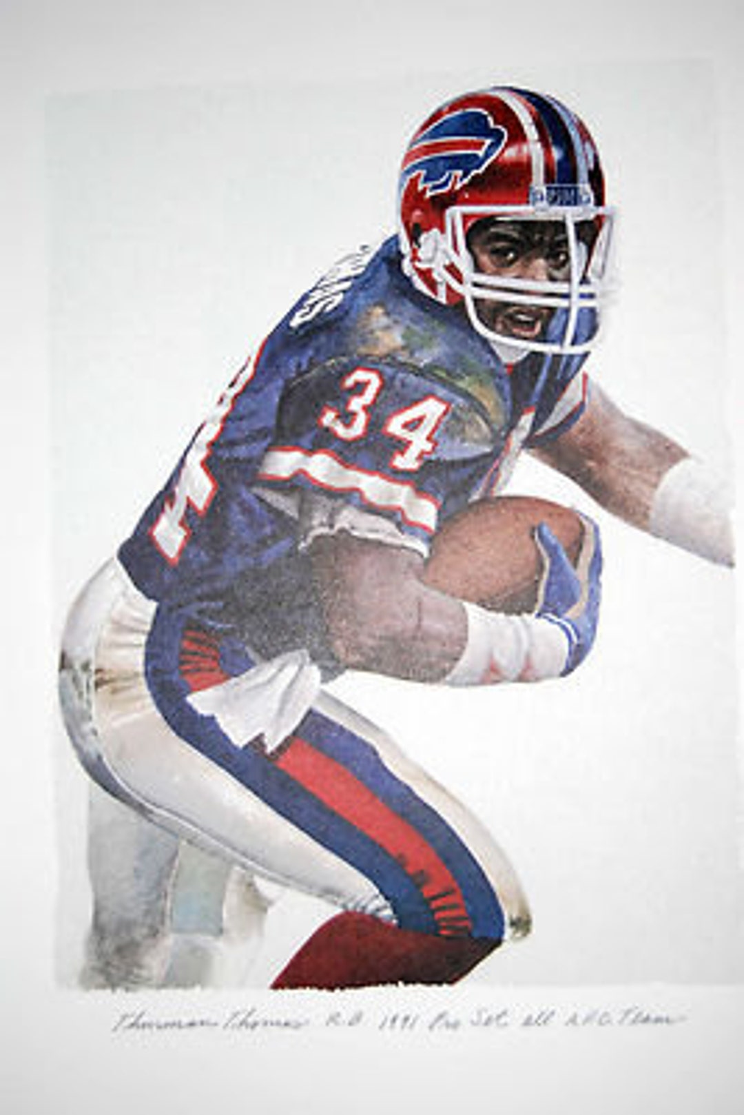 Thurman Thomas Buffalo Bills Rare Art - Etsy