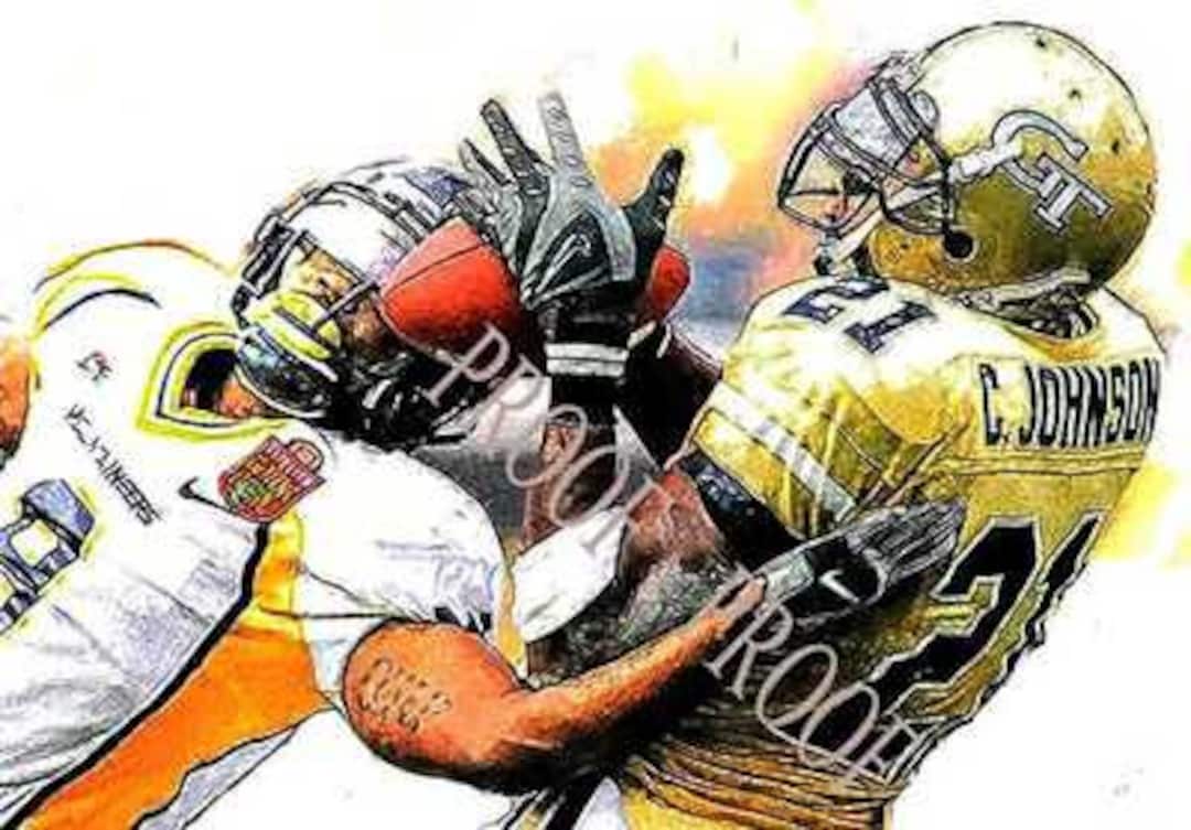 Calvin Johnson Georgia Tech Rare Art 12x18 LE 50 - Etsy