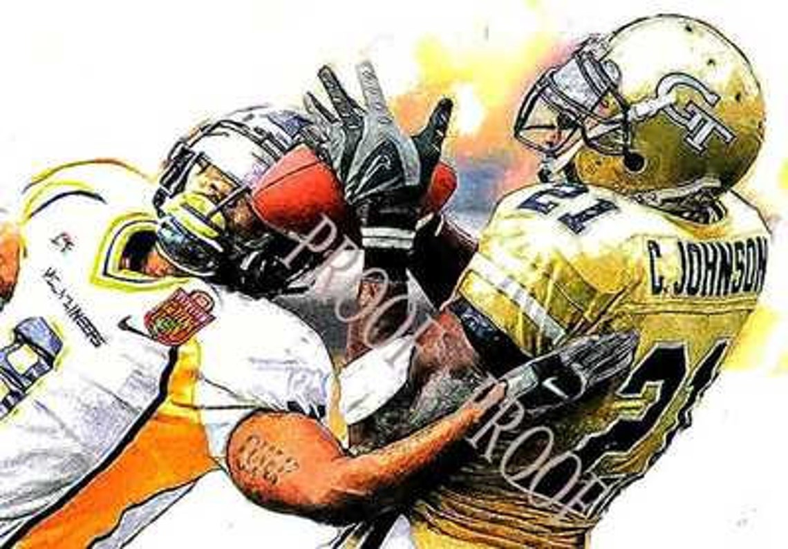Calvin Johnson Georgia Tech Rare Art 12x18 LE 50 - Etsy