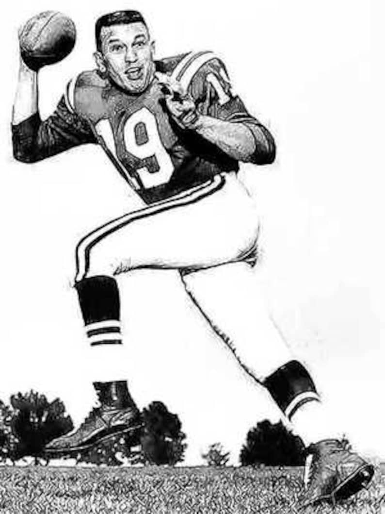 Rare Johnny Unitas Baltimore Colts Art Illustration Le Etsy