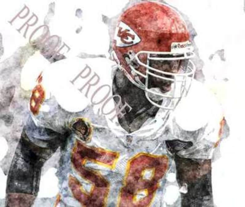Derrick Thomas Watrcolor Art Print 12x18 LE of 50 Snum - Etsy