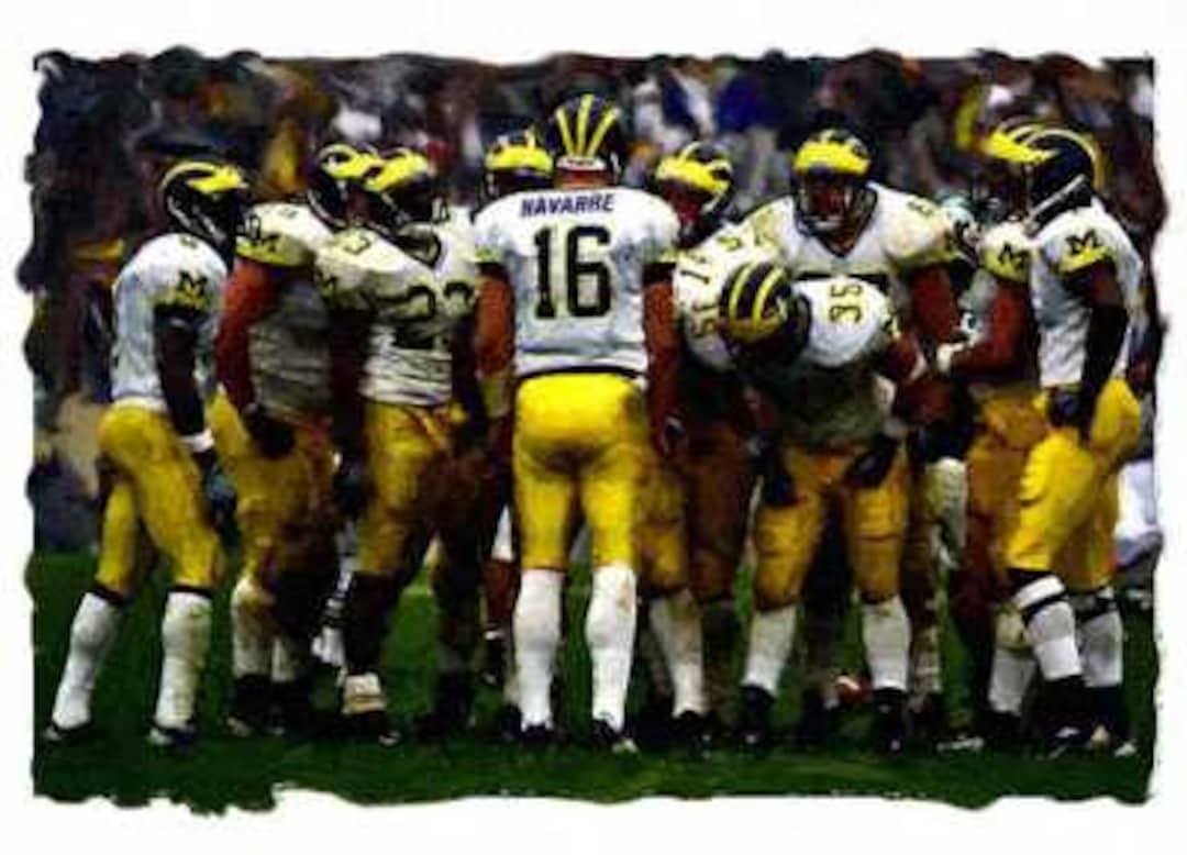 Michigan Wolverines Football Huddle Art LE of 50 12x18 - Etsy