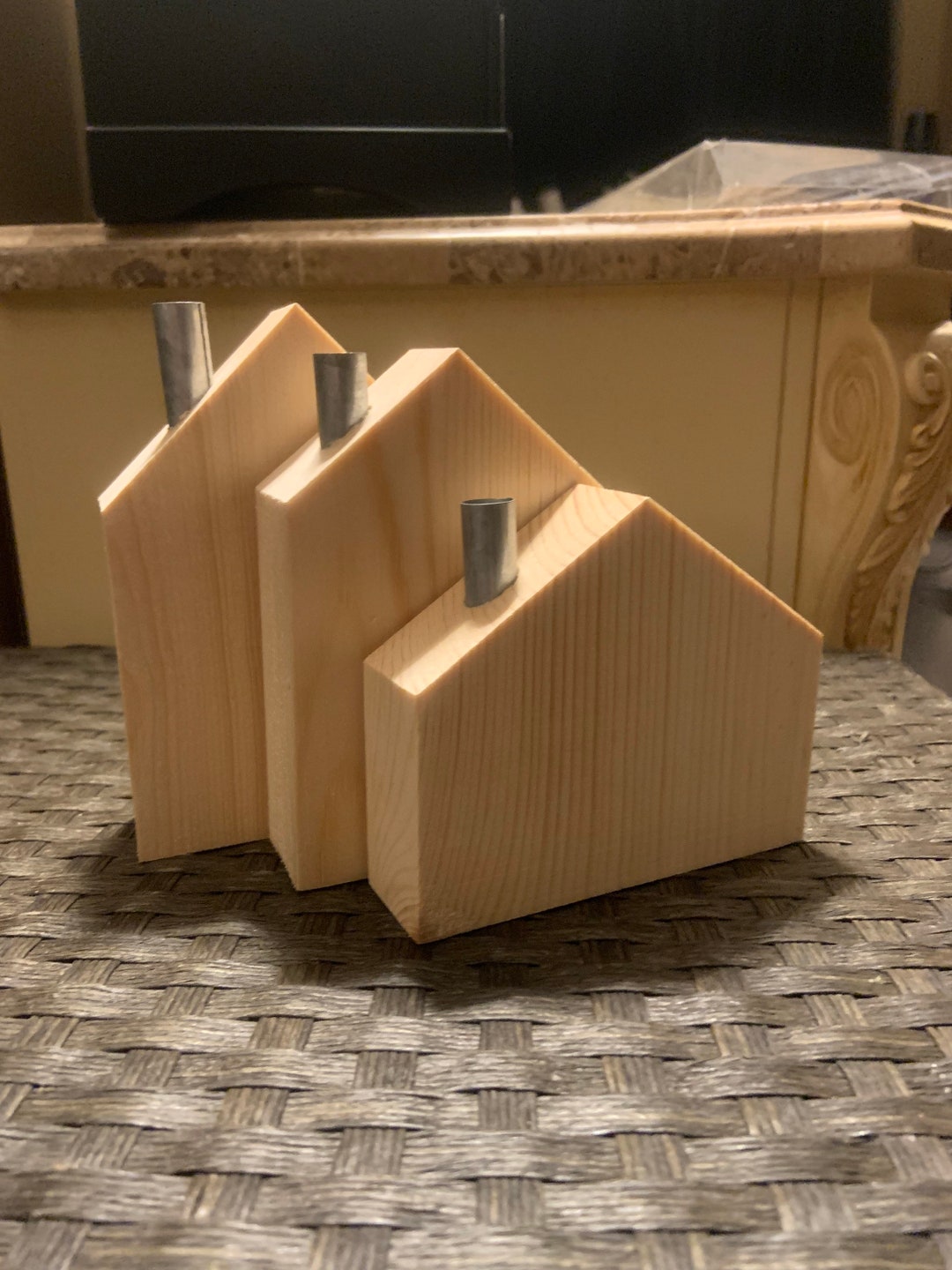 Blank Mini Wooden House Block Set/tier Tray DIY Wooden House With ...