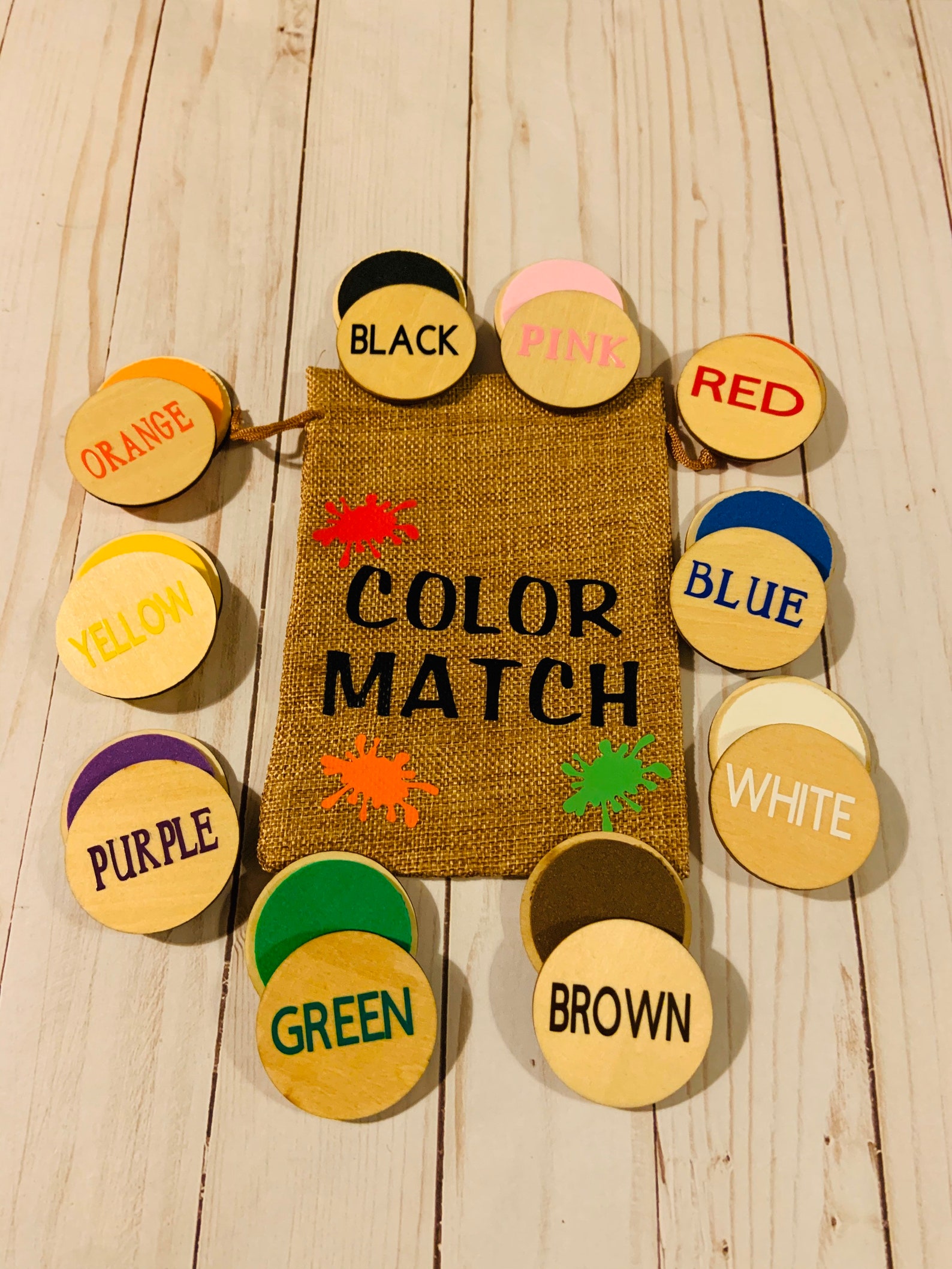 Montessori Sensory Matching Colors Game/wooden Prek Color | Etsy