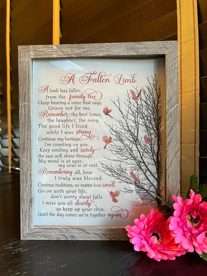 Memorial Shadowbox, "a Limb Has Fallen" Poem, Sympathy Gift - Etsy